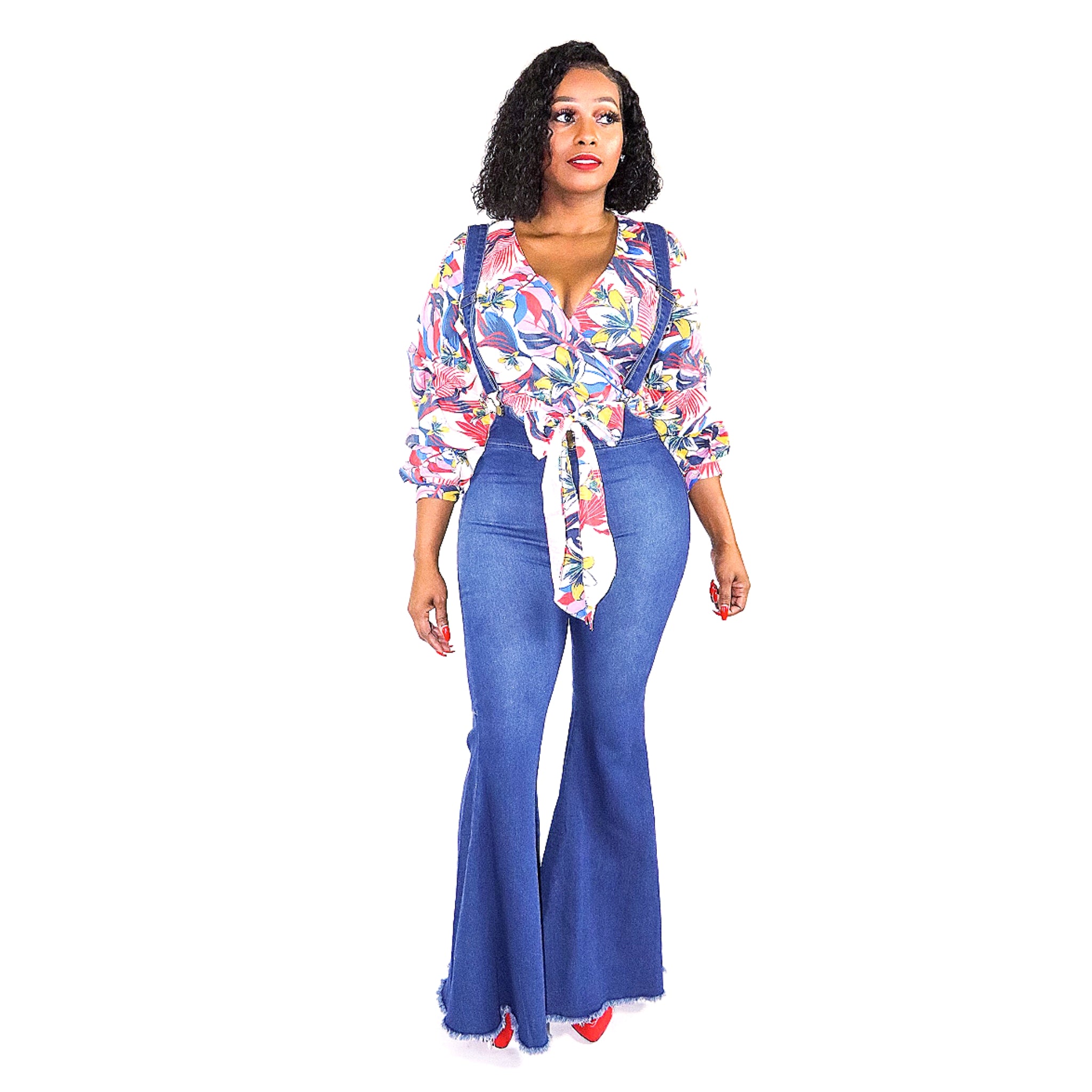 Tecorri Dark Denim Bell Bottom Overall Jeans | $20.00 | A' La' Posh ...