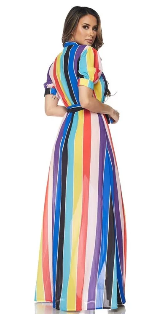 Rainbow Multi Color Bright Stripe Dress | $10.00 | A' La' Posh Clothing